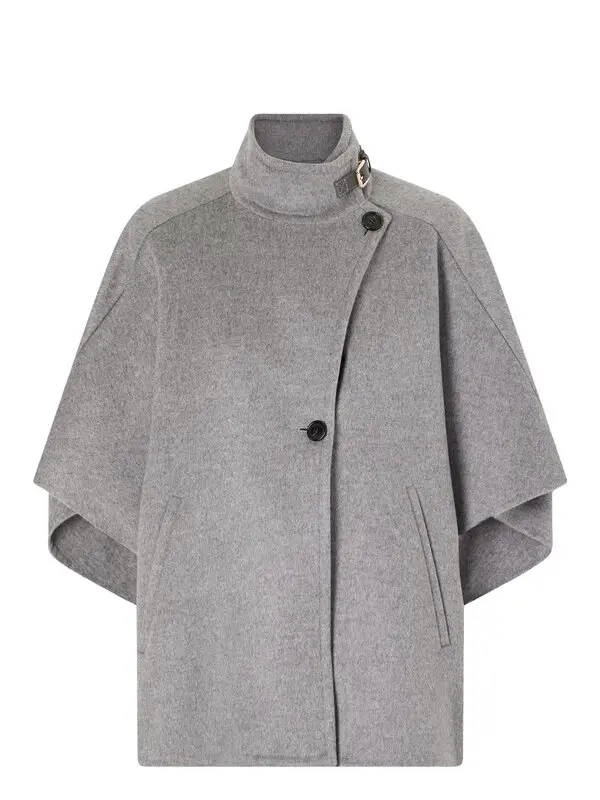 Max Mara Leather-trimmed Cashmere Cape - Gray
