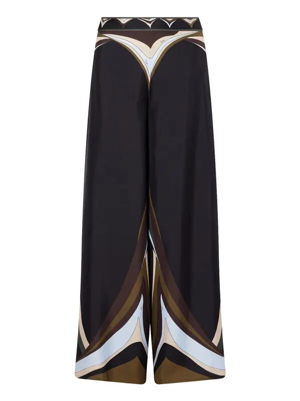 Emilio Pucci Printed Silk-twill Wide-leg Pants - Black