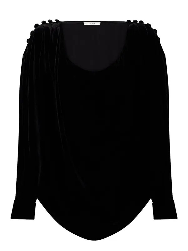 THE ROW Esteban Button-embellished Velvet Top - Black