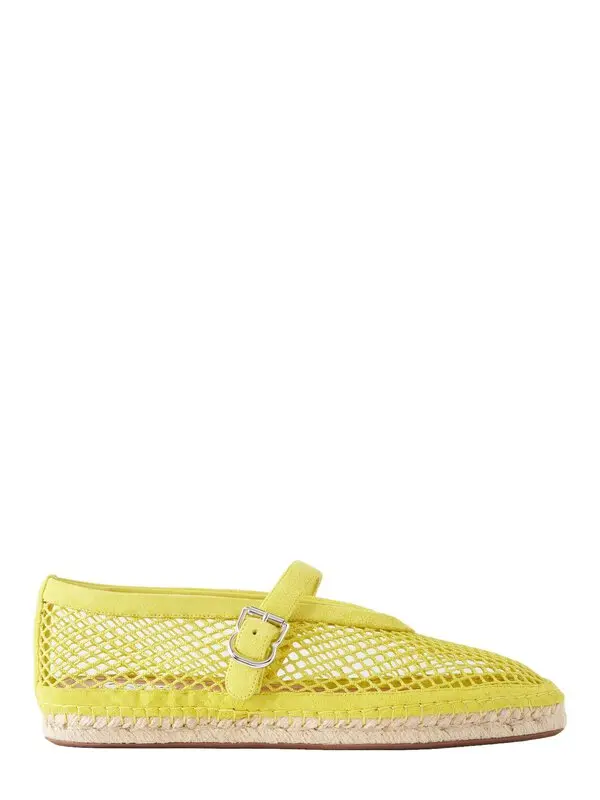 Alaïa Suede-trimmed Mesh Espadrilles - Yellow