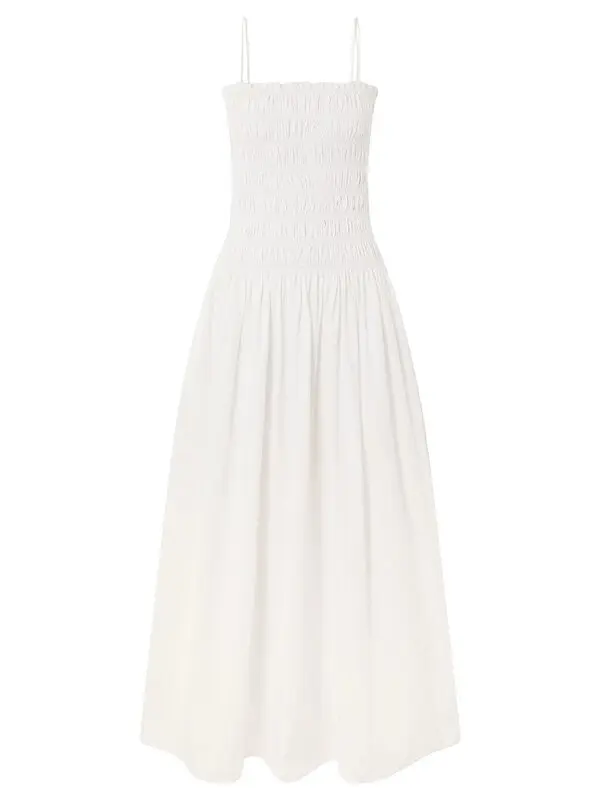 Matteau Shirred Organic Cotton Midi Dress - White