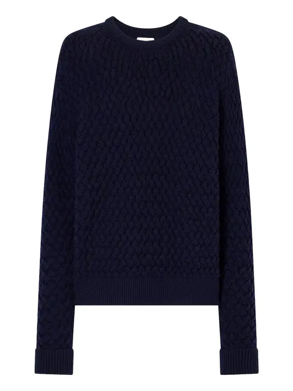 Bottega Veneta Intrecciato Knitted Wool Sweater - Blue