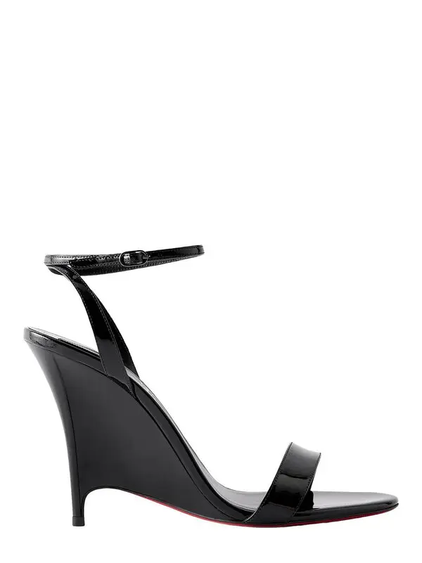CHRISTIAN LOUBOUTIN Zeezeenella 110 Patent Leather Wedge Sandals - Black