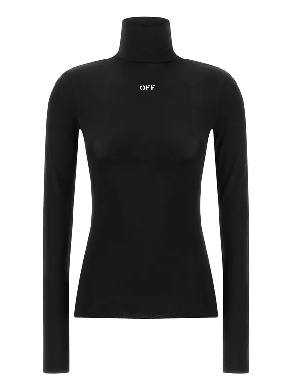 Off-White Off Stamp" High Neck Long Sleeve Sweater - Black