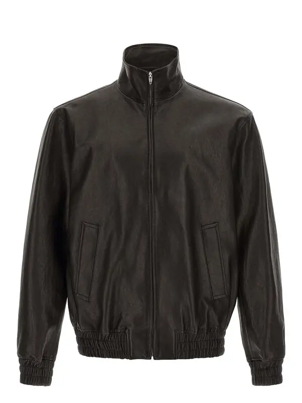 Valentino Garavani Calf Leather Zip-up Jacket - Black