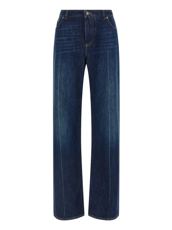 Dolce & Gabbana Stretched Pleated Trompe L'oeil Jeans - Blue