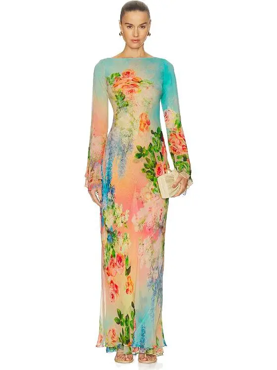 Hemant & Nandita Double Layer Maxi Dress - Blue