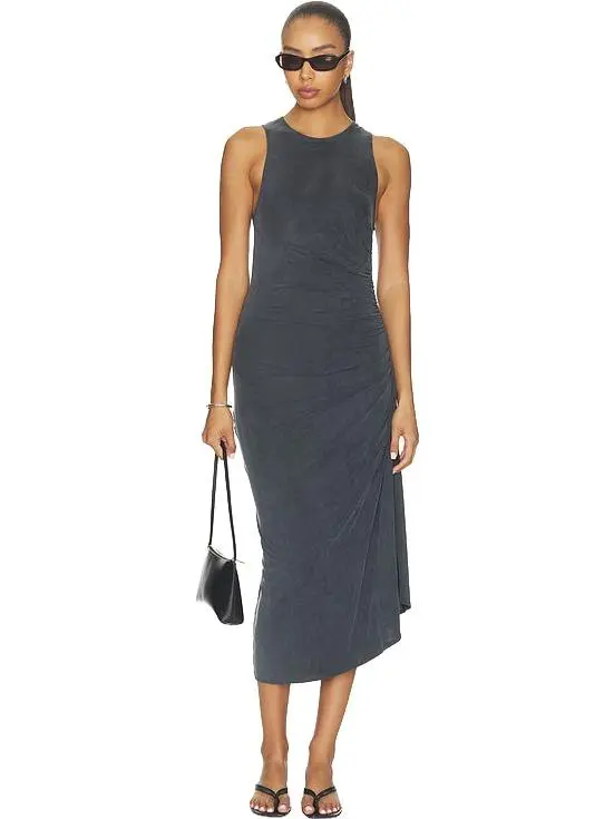 AGOLDE Draped Overlay Raglan Sleeve Mini Dress - Grey