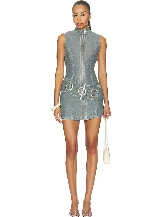 BY.DYLN Nyra Denim Dress With Removable Belt - Grey