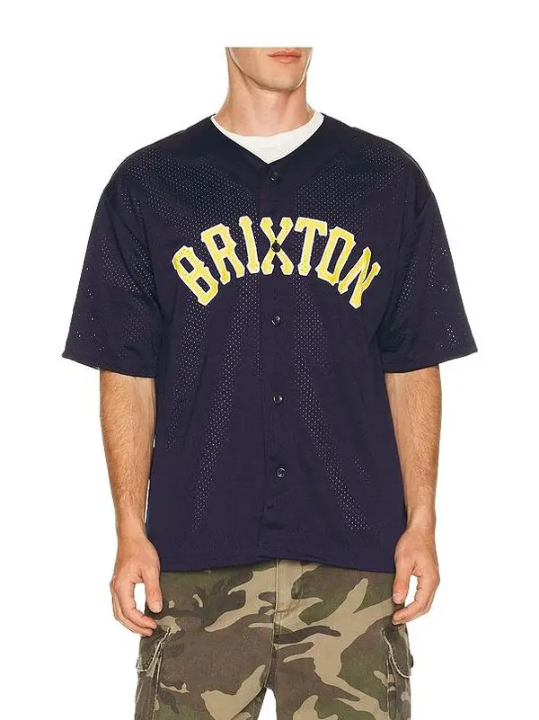 Brixton The Mesh Short Sleeve Baseball Jersey In . Also - Blue