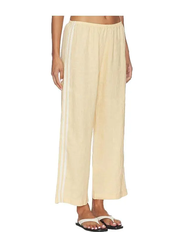 Donni. The Linen Crop Racer Stripe Pant - Yellow