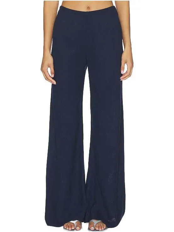 LA LIGNE Linen Wide Leg Pants - Navy