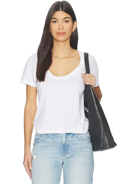 LA LIGNE Scoop Short Sleeve Molly Tee - White