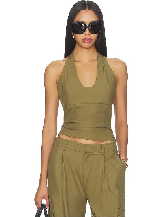 SOVERE / Sabine Halterneck Top In Twill - Army