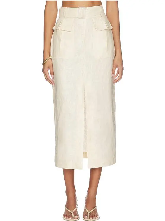 Matthew Bruch Cargo Midi Skirt - Cream