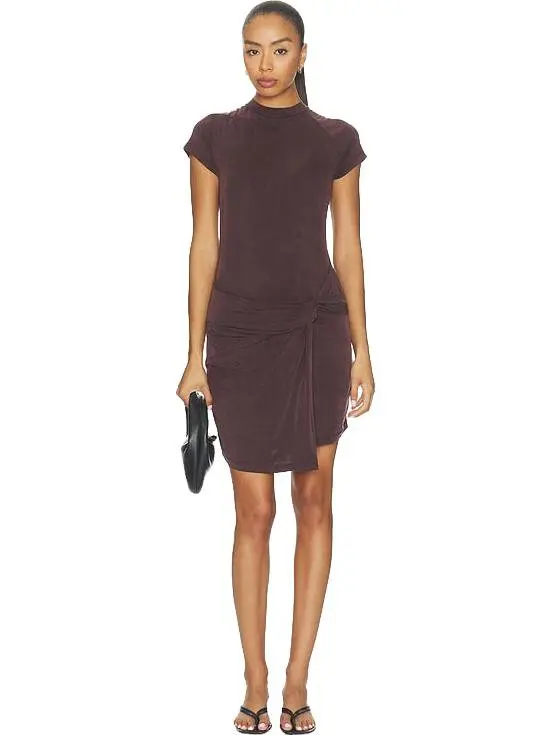 AGOLDE Draped Overlay Raglan Sleeve Mini Dress - Plum