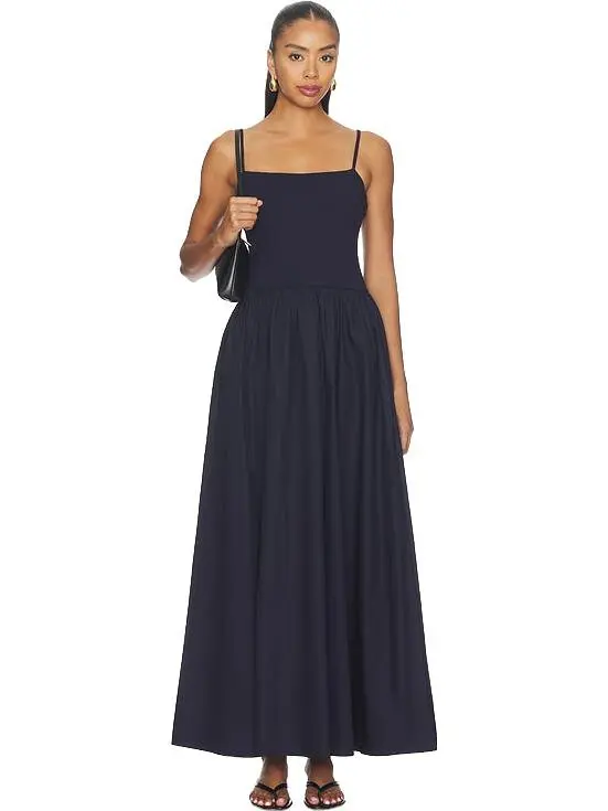 Susana Monaco Poplin String Drop Waist Maxi Dress - Midnight