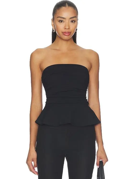 Susana Monaco Gathered Flare Tube Top - Black