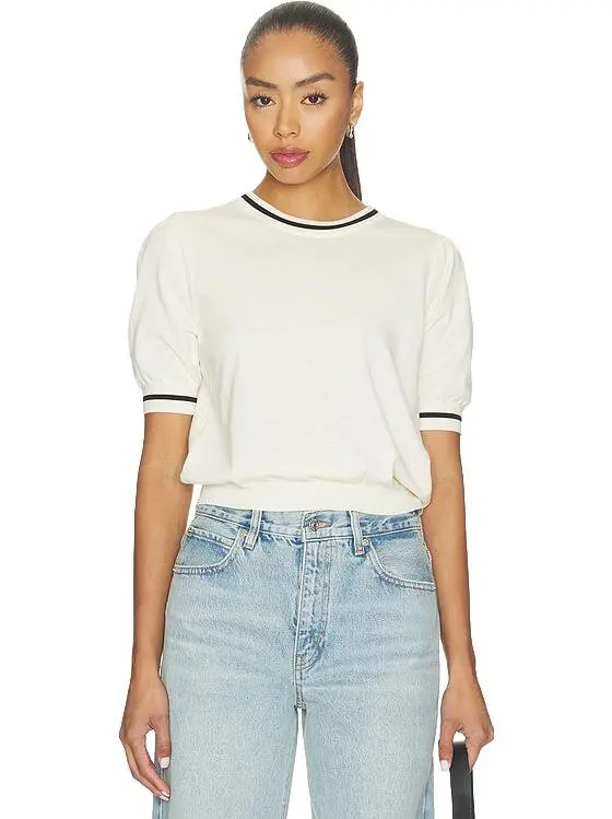 FRAME Gathered Sweater With Contrasting Trim - Cream Multi
