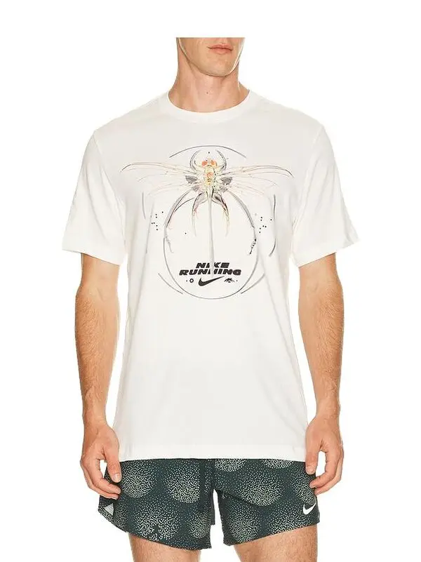 Nike Dri-fit Running T-shirt In Cream - Sail