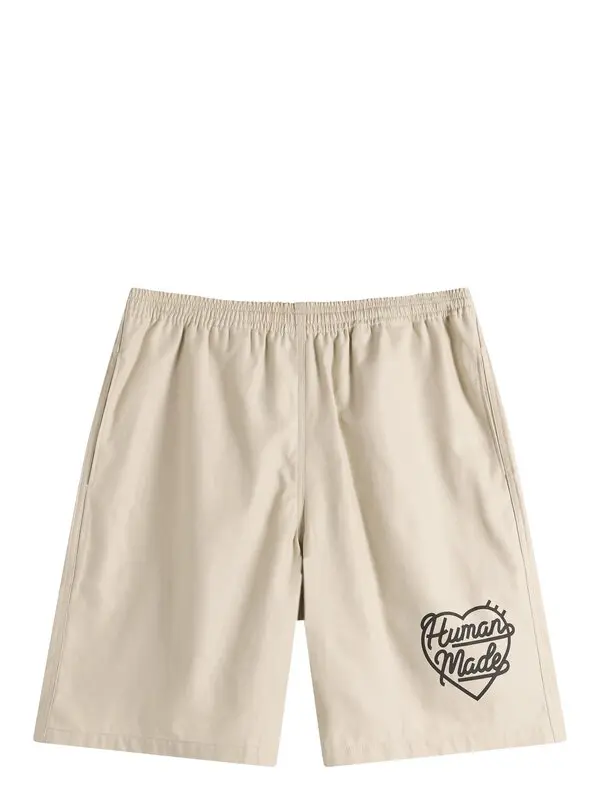 HUMAN MADE Beach Shorts With Embroidered Heart Logo - Beige