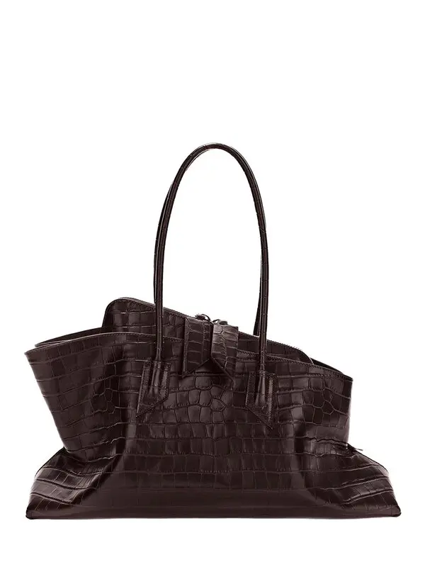 Attico La Passeggiata Medium Crocodile-embossed Leather Bag - Marrone