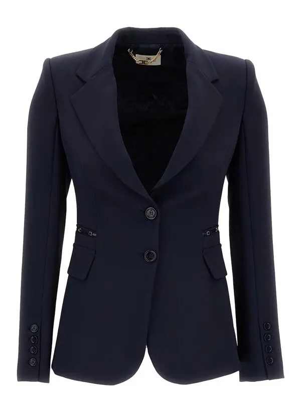 Elisabetta Franchi Single-breasted Blazer With Notched Lapel - Blu
