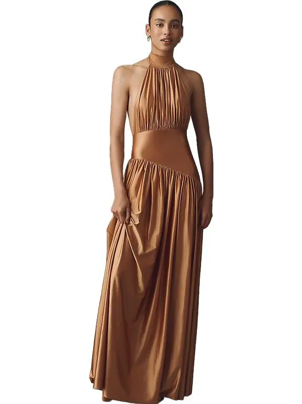 Anthropologie Delfi Laurel Maxi Dress - Rust