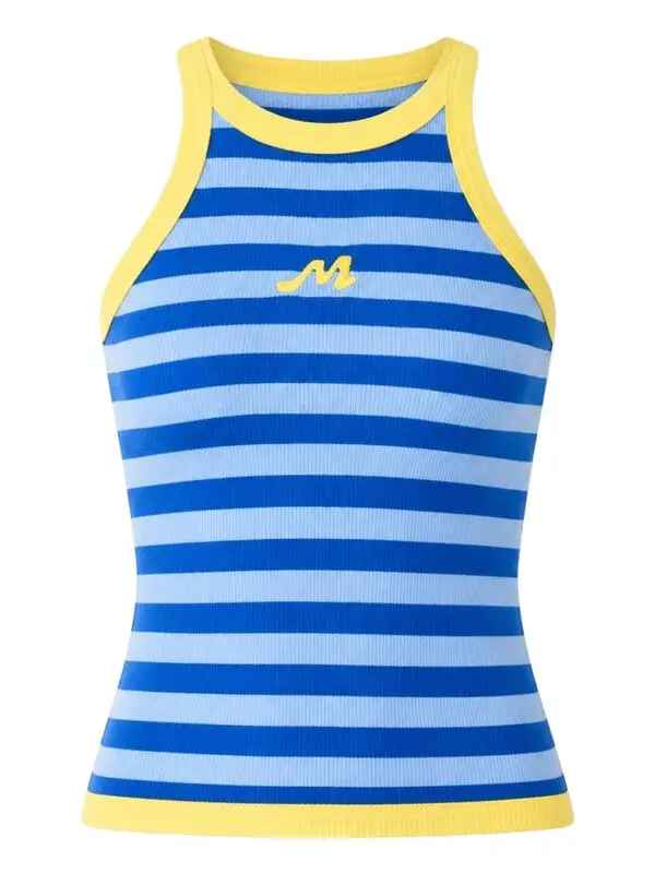 MIND TRAVELER Ribbed Racerback Tank With Embroidered Logo - Blue