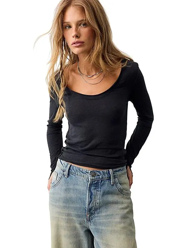 Free People We The Free Siren Long Sleeve Top - Black