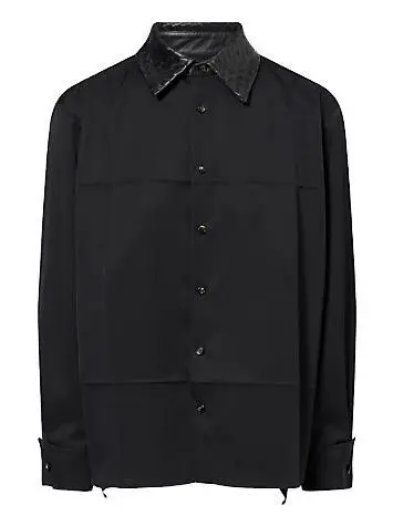 Bottega Veneta Intrecciato Collared Wool Shirt - Double Black