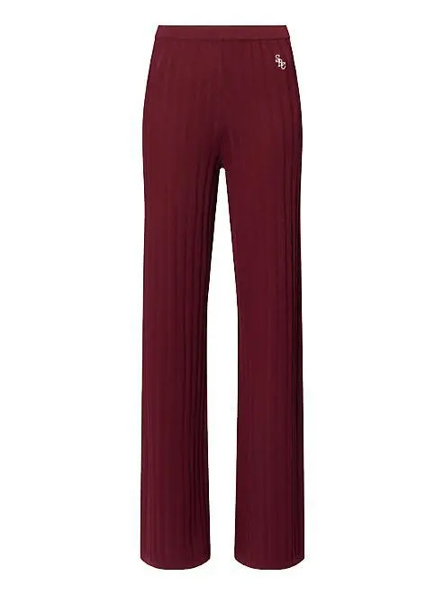 SPORTY & RICH Ribbed Knit Trousers - Bordeaux