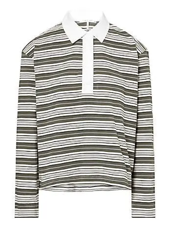 Rag & Bone Kelly Stripe Cotton Polo Top - Greenmult