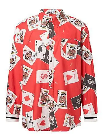 AWGE Cards Motif Long-sleeve Cotton Shirt - Red