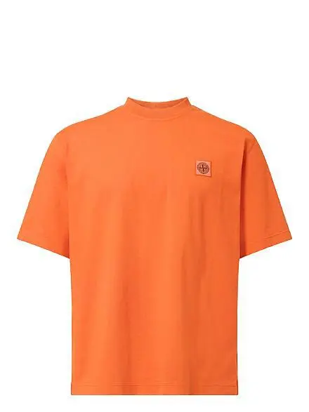 Stone Island Compass Logo-patch Short-sleeve Cotton-jersey T-shirt - Burnt Orange