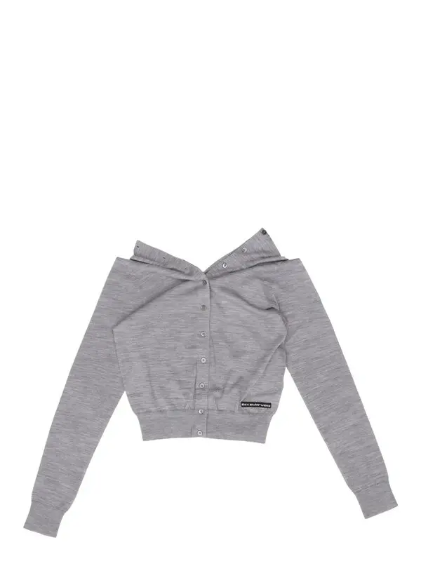 Alexander Wang Button-front Long Sleeve Cardigan - Heather Gray