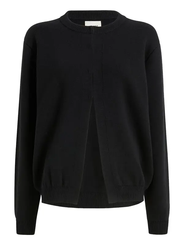 Khaite Crew Neck Sweater With Milanese Placket - Black