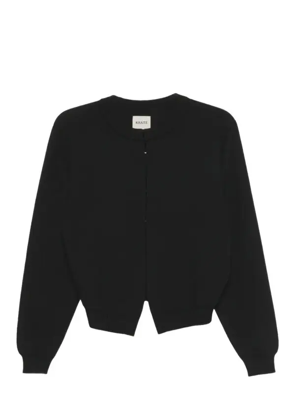 Khaite Crew Neck Sweater With Milanese Placket - Black