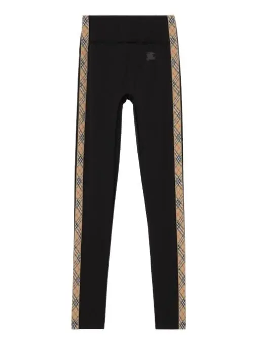 Burberry Check Trim Stretch Nylon Leggings - Black