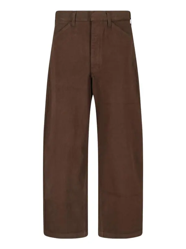 LEMAIRE Straight-leg Trousers With Button Placket And Multiple Pockets - Brown