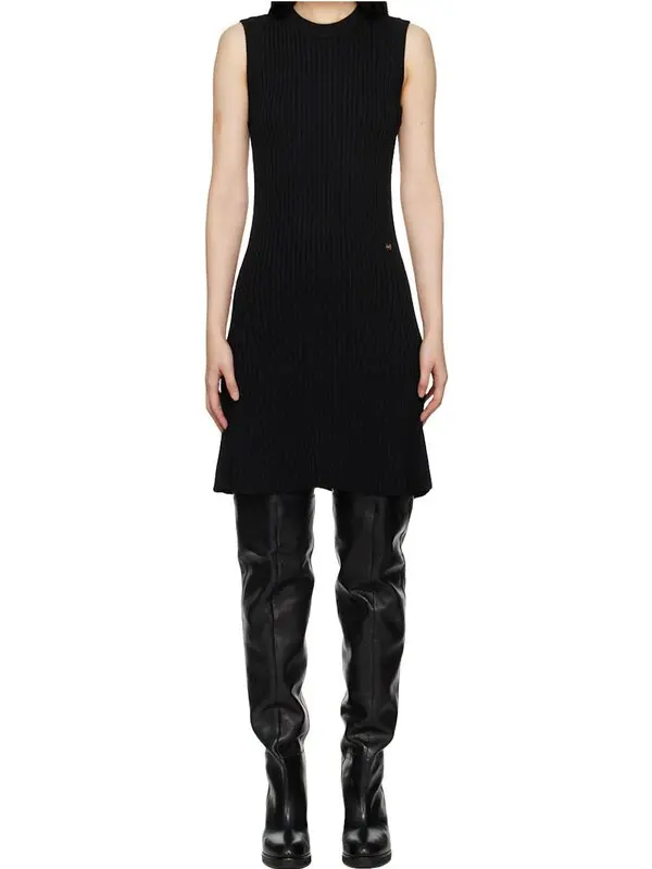 RECTO Round Neck Mini Dress - Black