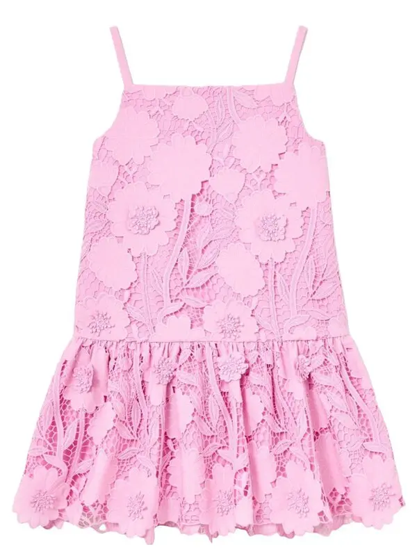 SELF-PORTRAIT Sleeveless Flower Lace Dress - Pink