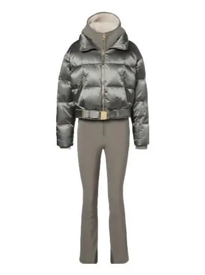 Bogner Down Ski Suit And Jacket Set With Detachable Belt - Gray