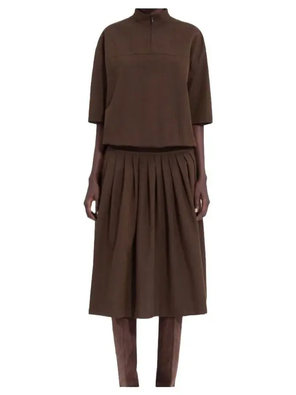 MAISON MARGIELA Wool Shirting Midi Dress - Brown