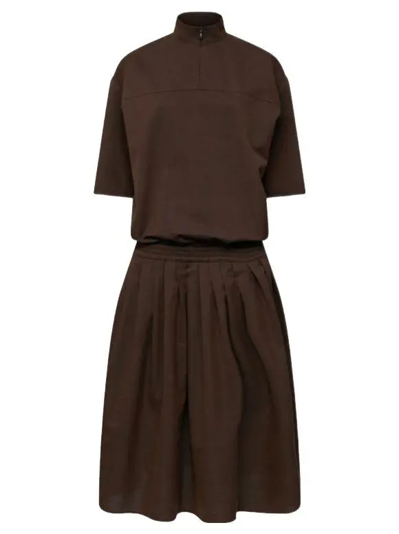 MAISON MARGIELA Wool Shirting Midi Dress - Brown