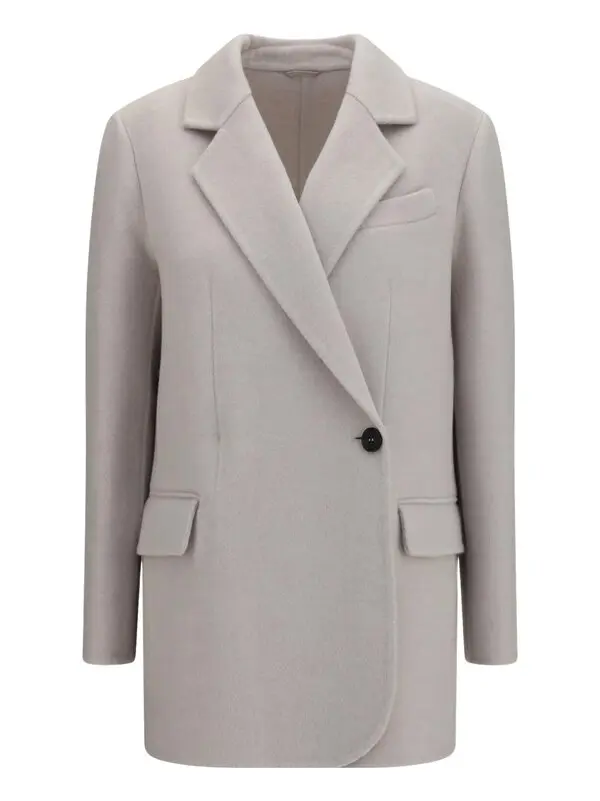 Brunello Cucinelli Collared Long-sleeved Coat - Gray
