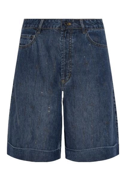 SELF-PORTRAIT Rhinestone Embellished Denim Shorts - Blue
