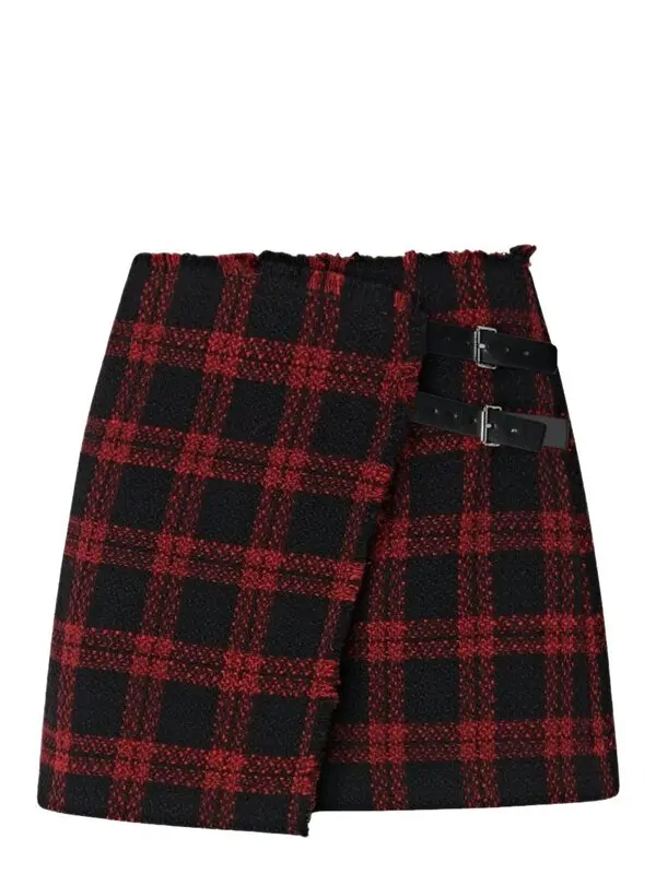 Pinko Buckled Tartan Mini Skirt - Black