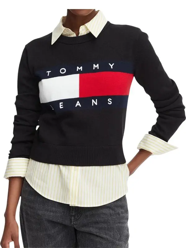 Tommy Hilfiger Long Sleeve Knit Top - Black