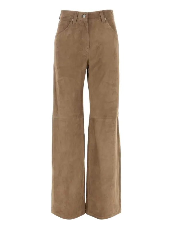 Brunello Cucinelli Suede Wide-leg Pants - Brown